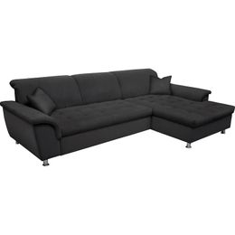 DOMO collection Ecksofa »Franzi B/T: 278/162 cm, L-Form, , belastbar bis 140kg/ Sitz« Flachgewebe, graphite graphite