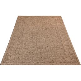 Paco Home Teppich &raquo;Rimini 413&laquo; rechteckig 4 mm H&ouml;he Flachgewebe, Uni Farben, Hoch-Tief Effekt, In- und Outdoor geeignet Beige Obermaterial: 100%...