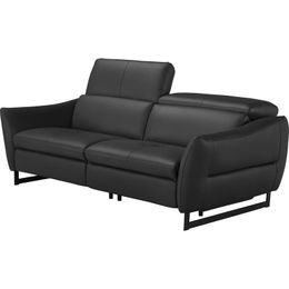 Egoitaliano 2,5-Sitzer &raquo;Dafne, elegantes Designsofa mit hohem Sitzkomfort&laquo; wahlw. mit elektrischer Relaxfunktion, Kopfteile manuell verstellbar schwarz Leder &raquo;