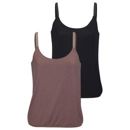 Vivance Tr&auml;gertop &raquo;mit elastischen Glitzertr&auml;gern&laquo; 2er-Pack, aus weichem Viskose-Stretch taupe, schwarz 32/34 32/34 Dekorative Glitzertr&auml;ger als...