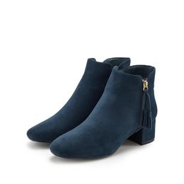 Lascana Stiefelette Stiefel, Boots mit bequemem Blockabsatz VEGAN blau 42 42 Mit modischen Tassel-Details