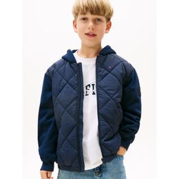 Tommy Hilfiger Steppjacke »MIX MEDIA QUILTED JACKET« mit Kapuze für Kinder bis 16 Jahre, Material-Mix Dark Night Navy 3 (98) 3 (98) Jacke von Tommy...