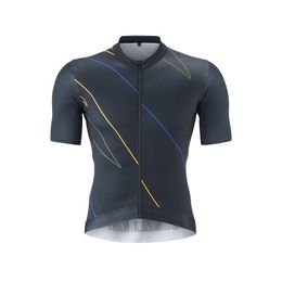 Gonso Radtrikot »Road Jersey Print M« Herren Fahrradtrikot kurzarm, Full-Zip Trikot, Rückentasche, Slim Fit nachtblau XXL XXL Enganliegende Passform