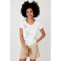 monari Rundhalsshirt mit Folienglanzdruck ecru 40 40 Trendiges Shirt mit Folienglanzdruck und Glitzersteinchen von monari