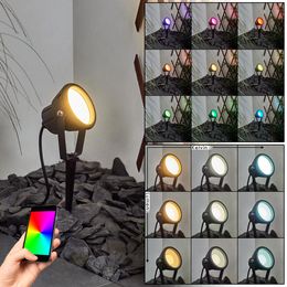 hofstein Sempach Gartenstrahler LED Schwarz, 1-flammig, Farbwechsler
