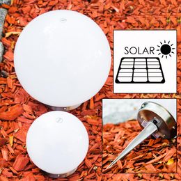 hofstein Abrela Kugelleuchten Set Solar LED Edelstahl, 2-flammig