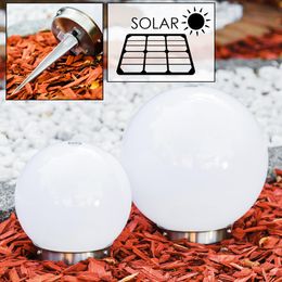 hofstein Abrela Kugelleuchten Set Solar LED Edelstahl, 2-flammig