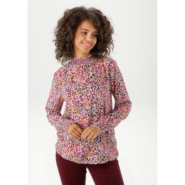 Aniston CASUAL Schlupfbluse mit farbharmonischen Tupfen bedruckt wollwei&szlig;-pink-bordeaux-hellblau-petrol-braun-dunkelbraun-gelb-ocker-schwarz 34 34...
