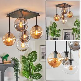 hofstein Gastor Deckenleuchte Glas 15 cm Bernsteinfarben, Klar, Rauchfarben, 5-flammig