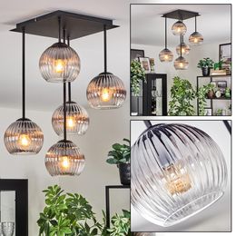 hofstein Koyoto Deckenleuchte Glas 15 cm Klar, Rauchfarben, 5-flammig