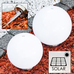 hofstein Abrela Kugelleuchten Set Solar LED Edelstahl, 2-flammig