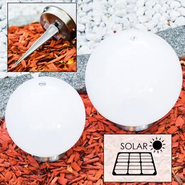hofstein Abrela Kugelleuchten Set Solar LED Edelstahl, 2-flammig