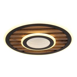 Globo Woody Deckenleuchte LED Naturfarben, Schwarz, 1-flammig