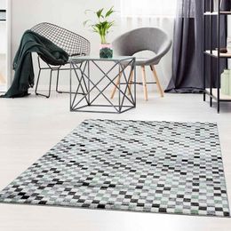 Carpet City Teppich »Moda 1141« rechteckig 11 mm Höhe Kurzflor, Karo, weich, Wohnzimmer, Schlafzimmer grün Obermaterial: 100% Polypropylen B : 140...