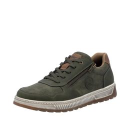 Rieker Sneaker Freizeitschuh, Halbschuh, Schnürschuh mit Kontrastbesatz khaki-braun 46 46 Mit Reißverschluss und Schnürung