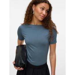 Véro Moda VERO MODA Kurzarmshirt »VMPANDA MODAL S/S TOP NOOS« Stormy Weather M M Modisches Kurzarmshirt mit elegantem U-Boot-Ausschnitt