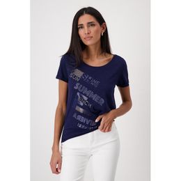monari Rundhalsshirt mit Folienglanzdruck navy blue 38 38 Trendiges Shirt mit Folienglanzdruck und Glitzersteinchen von monari