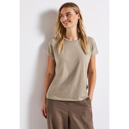 Street One Rundhalsshirt mit glitzernden Streifen morning beige 36 36 Streifenshirt für Damen von Street One