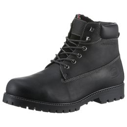 Dockers by Gerli Winterboots Workerboots, Schnürstiefel mit Blockabsatz schwarz 47 47 Schnürboots mit weich gepolstertem Schaftrand