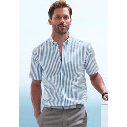 John Devin Damen Kurzarmhemd &raquo;Regular Fit,&laquo; Streifenhemd mit Button-down-Kragen aus reiner Baumwolle blau S (37/38), N-Gr