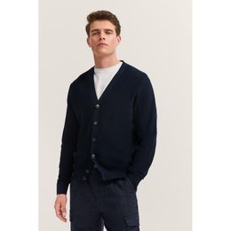 Bugatti Cardigan »Regular Fit« mit V-Ausschnitt und Ripp-Struktur 390-marine S S Regular Fit: Komfortabel & modern geschnitten
