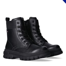 Tommy Hilfiger Schnürboots Biker Boots, Winterboots mit Blockabsatz schwarz 30 30 Chunky Schnürboots von Tommy Hilfiger mit großem Logoschriftzug...