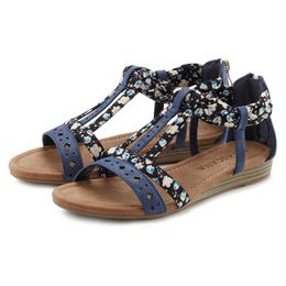 Lascana Sandale »Sommerschuh« Sandalette, Sommerschuh mit Riemchen im Festival-Look VEGAN blau 42 42 Mit dezentem Keilabsatz für einen angenehmen...