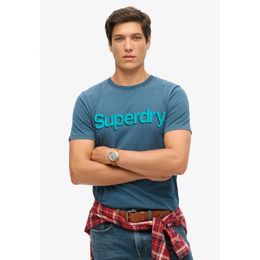 Superdry Rundhalsshirt »CLASSIC CORE LOGO SHADOW TEE« Blue Bottle S S Bedrucktes Shirt von Superdry
