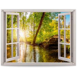 Poster Reinders "Sonnestrahlen im Wald", grün (farbe bild(er): grün), B:80cm H:60cm T:0,1cm, Leinwand, Bilder