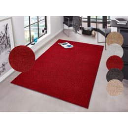Hanse Home Teppich &raquo;Pure 100 Kurzflor&laquo; rechteckig 13 mm H&ouml;he Kurzflor, uni, umkettelt, L&auml;ufer, Wohnzimmer, Kinderzimmer, Flur rot Kunstfaser