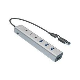 i-tec USB-C/USB-A Charging Metal HUB 7 port, USB-Hub silber