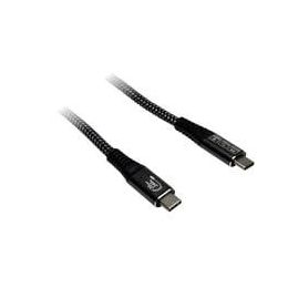 Inter-Tech USB 3.2 Gen2x2 Kabel, USB-C Stecker > USB-C Stecker schwarz, 3 Meter, PD 3.1, Laden mit bis zu 240 Watt, gesleevt