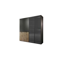 M&ouml;bel Kraft Dreht&uuml;renschrank mit Glast&uuml;ren schwarz Ma&szlig;e (cm): B: 202 H: 200 &raquo; M&ouml;bel Kraft