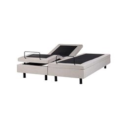 Beliani Doppelbett DUKE in Beige/Schwarz - (W) 160 x (H) 37 x (L) 200 cm | Gr.: onesize