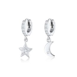 Elli Ohrringe 925 Sterling Silber Halbmond, Sterne, Stern in Silber | Gr.: onesize