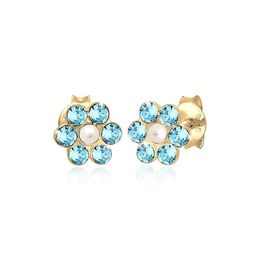 Elli Ohrringe 925 Sterling Silber Blume in Hellblau | Gr.: onesize