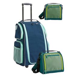 Haba Kinderkoffer Rolltrolley mit Trolleytasche und Kulturbeutel in marine-petrol | Gr.: onesize