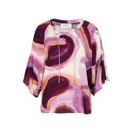 Cartoon Casual-Bluse mit Muster in Weiß/Violett | Gr.: 46