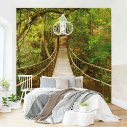 Bilderwelten Waldtapete Tapete - Fototapete 3D Wald - Dschungel Br&uuml;cke - Weg Baumtapete W&auml;lder B&auml;ume Vliestapete inkl. Kleister Schlafzimmer Ideen