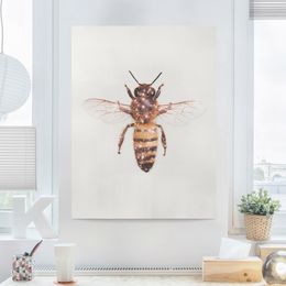 Bilderwelten Leinwandbild Jonas Loose Fotomontage Pop Art Tiere Biene mit Glitzer - Leinwanddruck Hochformat - Wandbild S-XXL - moderne Bilder auf Leinwand Flur