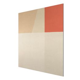 Bilderwelten Alu-Dibond Outdoor Bild Oranges Rechteck auf Beige