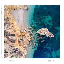 Bilderwelten Vorhang nach Ma&szlig; blickdicht Verdunkelung Strand Motiv t&uuml;rkis - Draufsicht K&uuml;stenlandschaft - Landschaft Wohnzimmer Schlafzimmer
