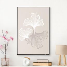 Wechselbild Illustration Ginko Bl&auml;tter Beige