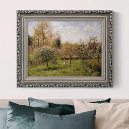 Bilderwelten Bild mit Barockrahmen Antik Wald modern Barock gr&uuml;n - Camille Pissarro - Fr&uuml;hling in Eragny - B&auml;ume Wohnzimmer Schlafzimmer