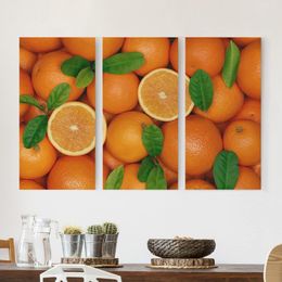 Bilderwelten 3-teiliges Leinwandbild - Querformat Saftige Orangen
