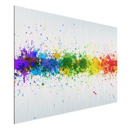 Bilderwelten Alu Dibond Outdoor Bild einzigartig Abstrakt wetterfest - Rainbow Splatter - Deko Wohnzimmer Schlafzimmer