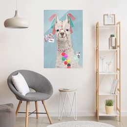 Bilderwelten Glasbild - Hochformat Lama mit Schmuck II