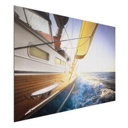 Alu-Dibond Natur & Landschaft Segelboot auf blauem Meer bei Sonnenschein