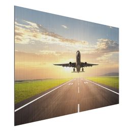 Bilderwelten Alu Dibond Outdoor Bild Fahrzeuge einzigartig modern wetterfest - Startendes Flugzeug - Fahrzeuge Wohnzimmer Schlafzimmer
