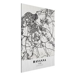 Bilderwelten Alu Dibond Outdoor Bild Spr&uuml;che schwarz weiss modern wetterfest - Stadtplan Havanna - Klassik - Spr&uuml;che Wohnzimmer Schlafzimmer